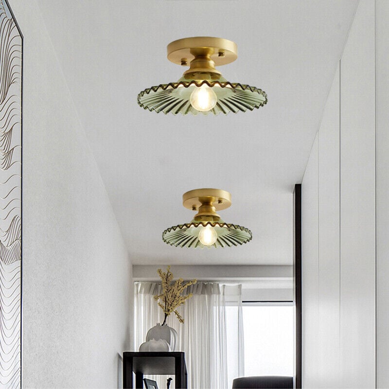 Vintage Glass Ceiling Light | Flower Semi Flush Ceiling Light | Pinglighting